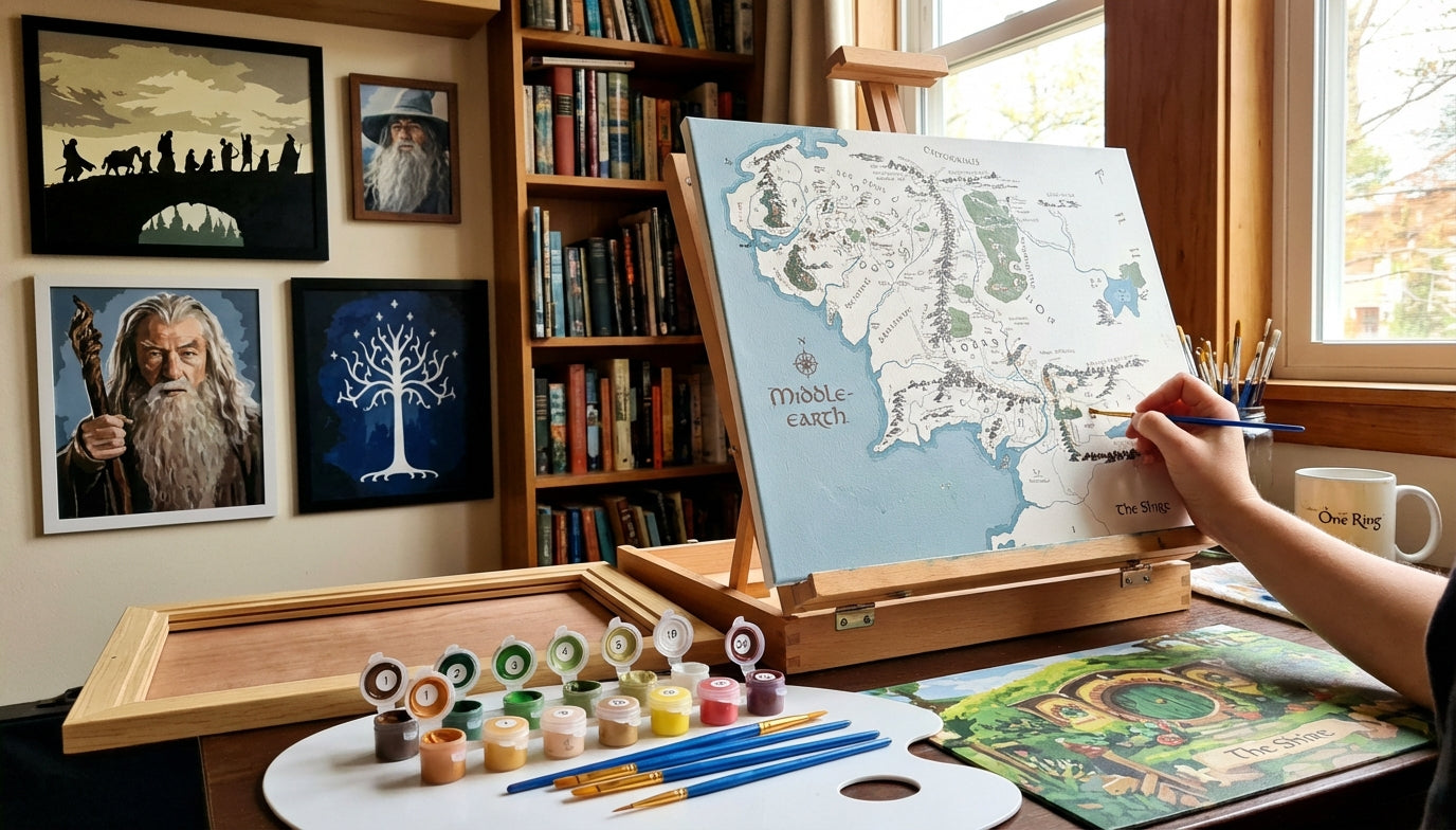 Lord of the Rings Paint by Numbers with Wooden Frame Included Ready to ...