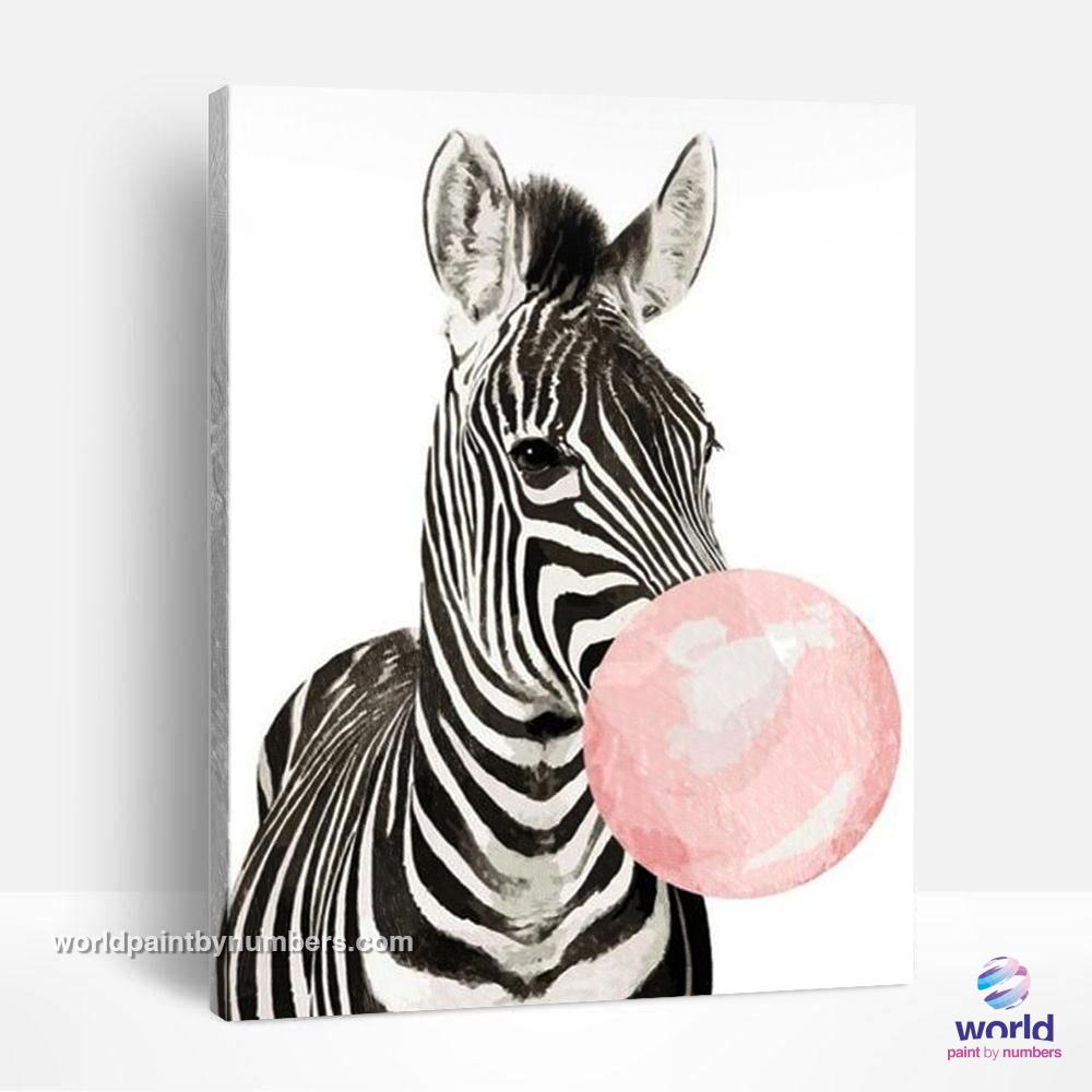 Bubble Gum Zebra - World Paint by Numbers Kits DIY